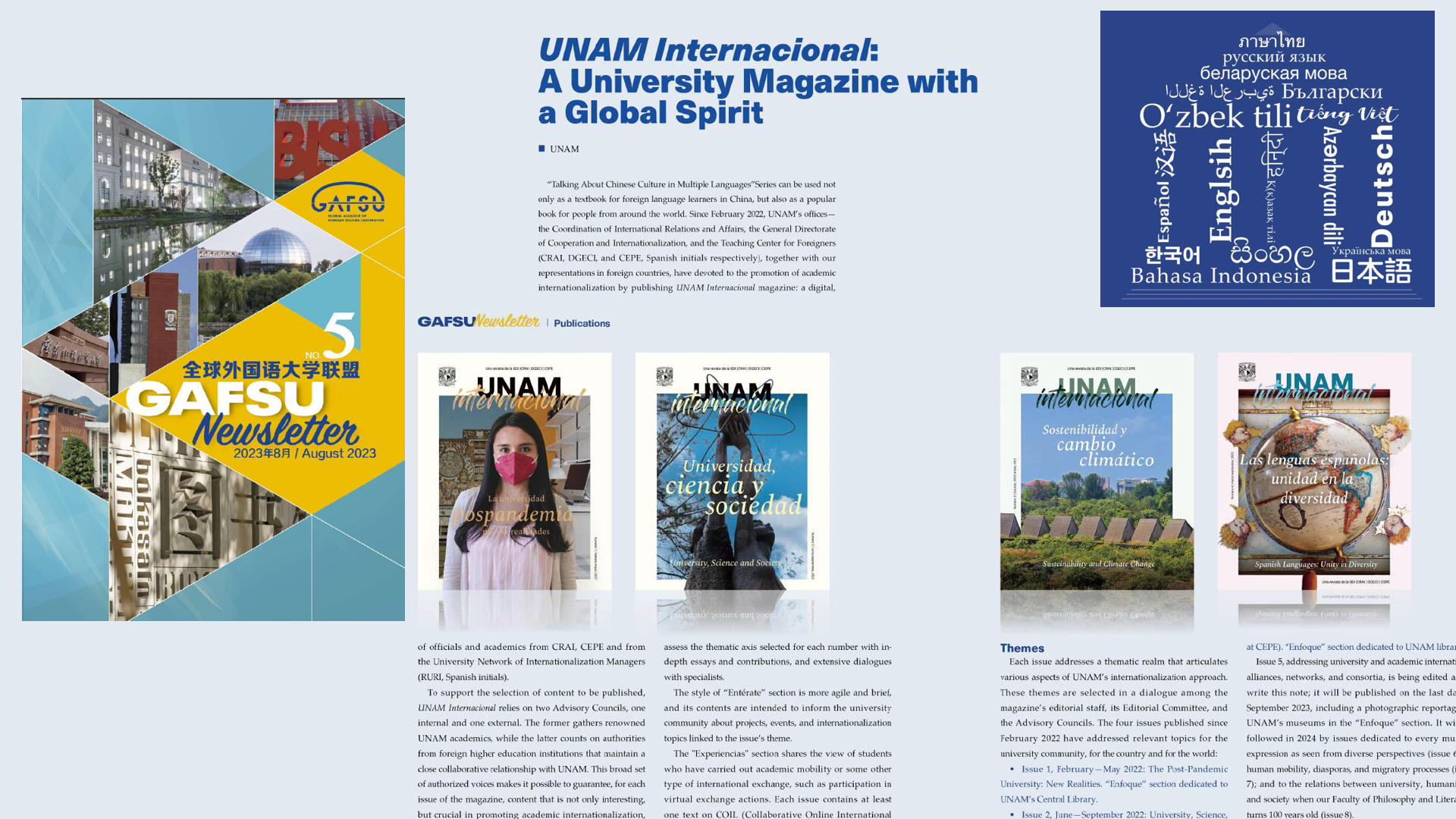 Presencia de la revista UNAM Internacional en la Alianza Global GAFSU